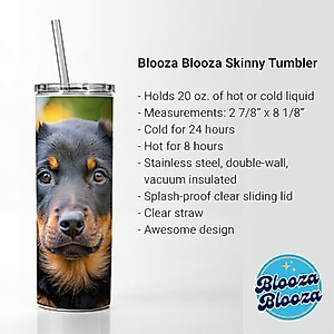 Beauceron Dog Puppy Photo Skinny Tumbler 20oz with Straw Insulated Water Bottle Gift