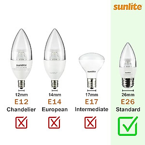 Sunlite LED A15 Refrigerator Light Bulb, 5.5 Watts (40W Equivalent), 450 Lumens, Medium Base (E26), Dimmable, Frosted Finish, UL Listed, 40K - Cool White, 6 Pack