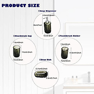 YOSXICC Home/Hotel Premium Bathroom Washing Room Countertop Accessory Set, 4-in-1 Bathroom Accessory Set, Toothbrush Holder,Soap Dispenser/Bath Liquid Bottle, Soap Dish/Box,Mouthwash Cup (Light Black)