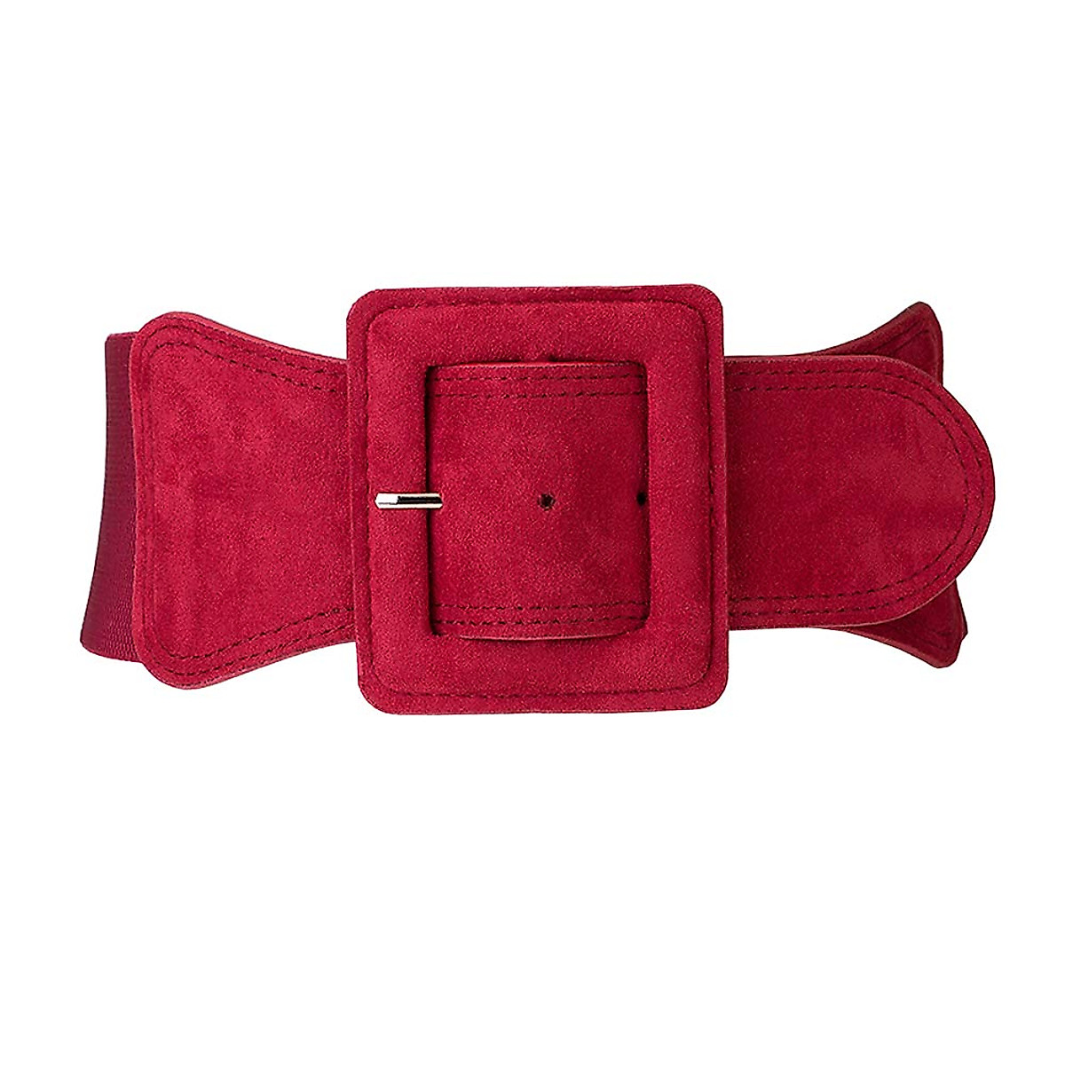 Aecibzo Women's Wide Elastic Waist Belt Waistband Plus Stretchy Cinch Belts (Fit waist 27"-33.5", Red)