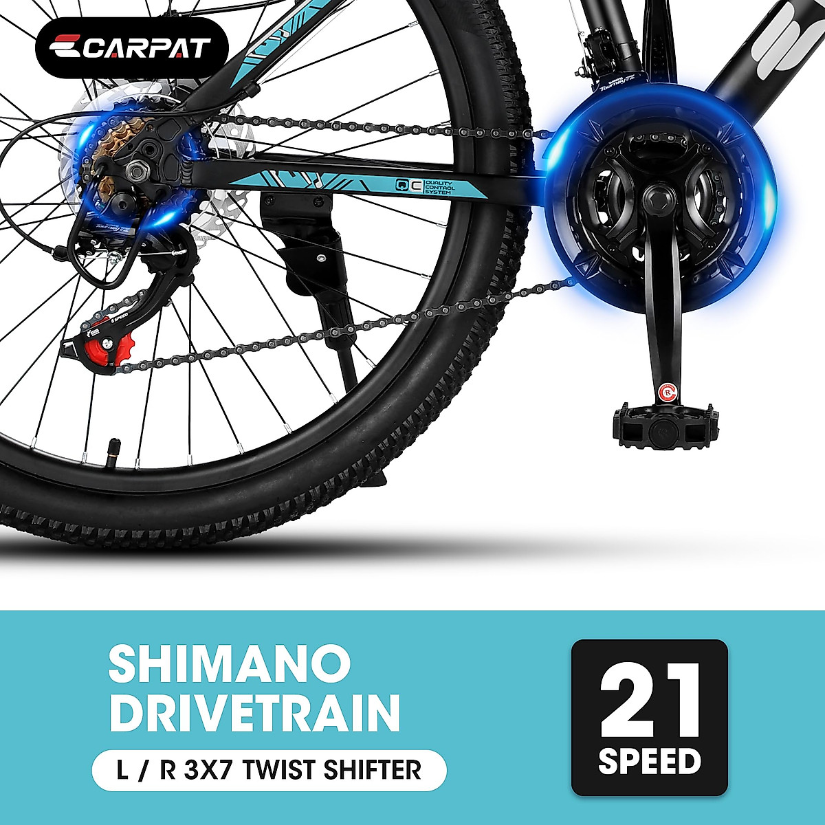 Ecarpat Mountain Bike 26 Inch Wheels, 21-Speed Trail Commuter City Mountain Bikes 17" Aluminum Frame for Men Women Bicycles Disc Brakes Front Suspension