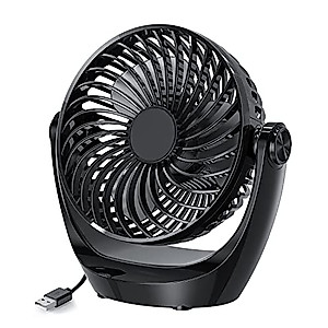 Aluan Desk Fan Small Table Fan with Strong Airflow Ultra Quiet Portable Fan Speed Adjustable Head 360°Rotatable Mini Personal Fan for Home Office Bedroom Table and Desktop, Black