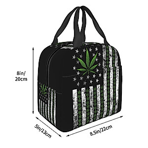 Usa Flag Marijuana Leaf Flag Weed Reusable Insulated Lunch Bag For Women Men Waterproof Tote Lunch Box Thermal Cooler Lunch Tote Bag For Work Office Travel Picnic