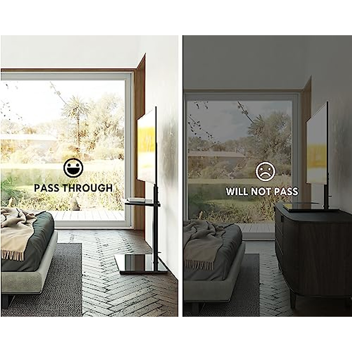 FITUEYES Universal TV Stand for 32 39 40 43 49 50 55 60 Inch TVs, TV Floor Stand with Swivel Mount, Max Holds 66lbs, Black Glass Base, Height Adjustable, Perfect for Corner & Bedroom