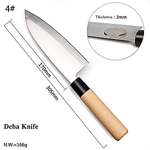 LIUZHANGYU Waterboss Sushi & Sashimi Chef’s Knives,Set of 5 Japanese Sushi Chef Knives - Sashimi-Santoku-Nakiri-Deba Knife,Ultra High Carbon Steel Blades