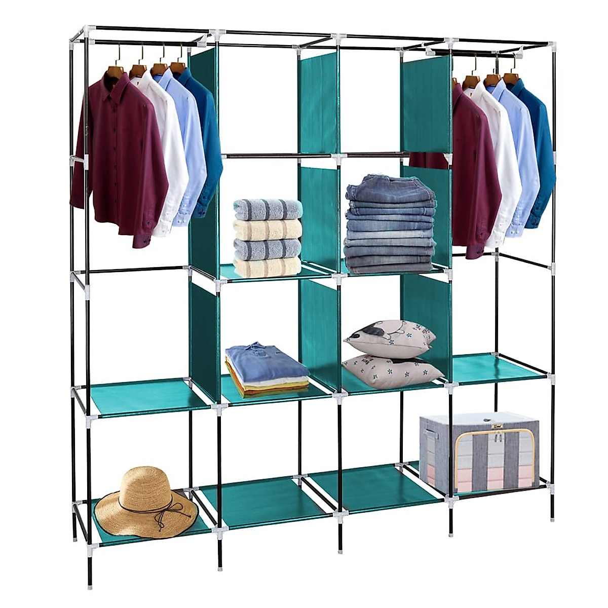 YUFENGZHE Wardrobe Storage Closet Clothes Portable Organizer Closets Shelf (Sky Blue)