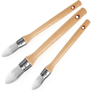 WRAPXPERT Trim Paint Brush,11" Long Handle Edge Painting Tool Kit,Round Trim Brushes for Corner,Touch UPs,Artwork,House Wall Edges 3-Pack
