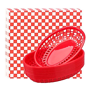 EUSOAR Bread Baskets & Deli Paper Liners, 12 pcs Bread Baskets plus 100pcs Deli Paper, Restaurant Food Serving Tray Basket Sets for Restaurant Supplies, Deli Serving, Chicken, Burgers&Fries