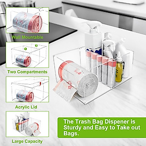 JYPS 2 in 1 Extra Large Trash Bag Holder, Acrylic Under Sink Trash Bag Organizer for 13 30 33 Gallon Garbage Bag, Trash Bag Dispener for Kitchen Laundry Room Organization and Storage