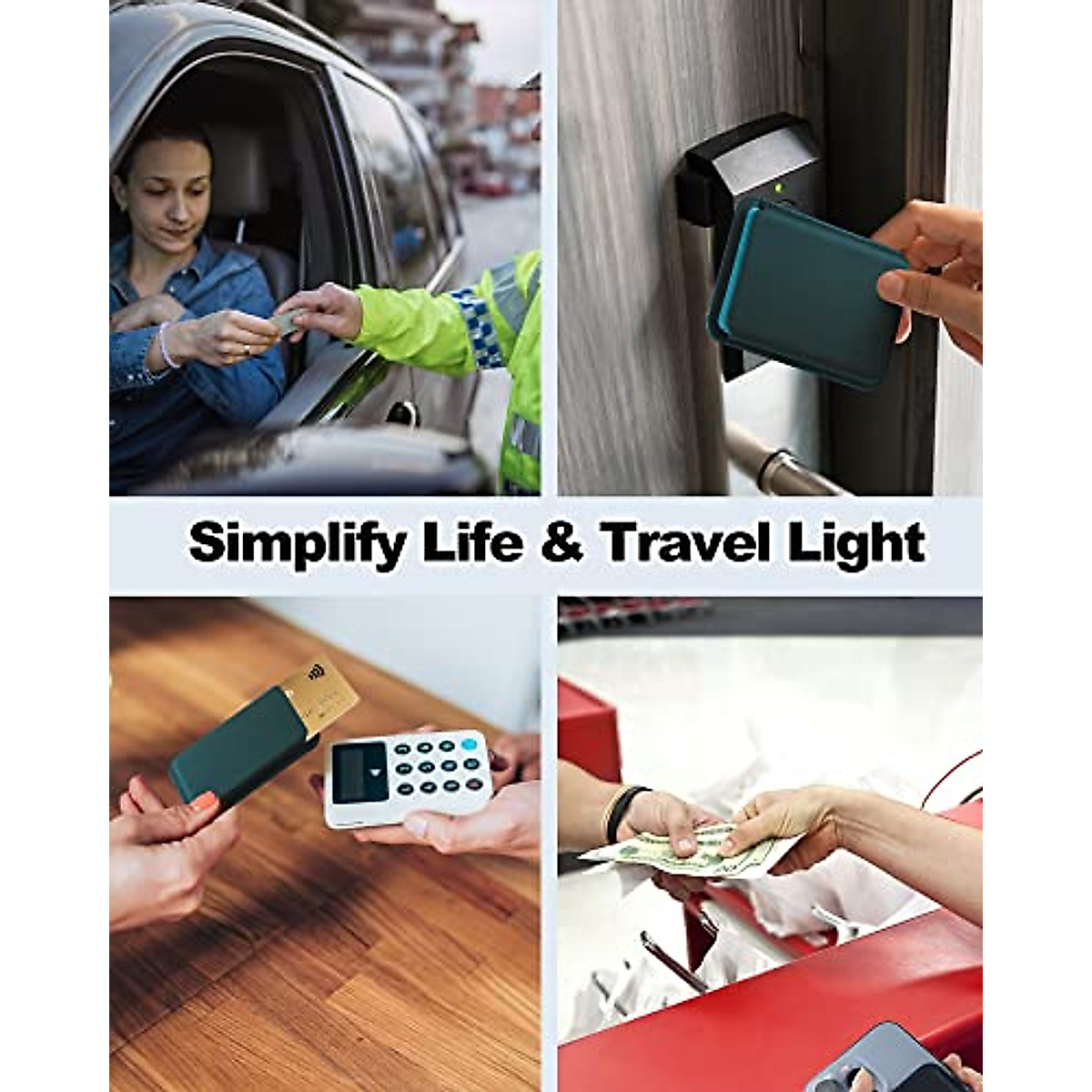 COMWINN Mag Safe Wallet with Double-Row Magnets - Minimalism Leather Mag Safe Card Holder - Slim Magnetic Wallet for iPhone 14/13/12 Series Model and Magsafe Case - Max Fit 3 Cards Dark Green