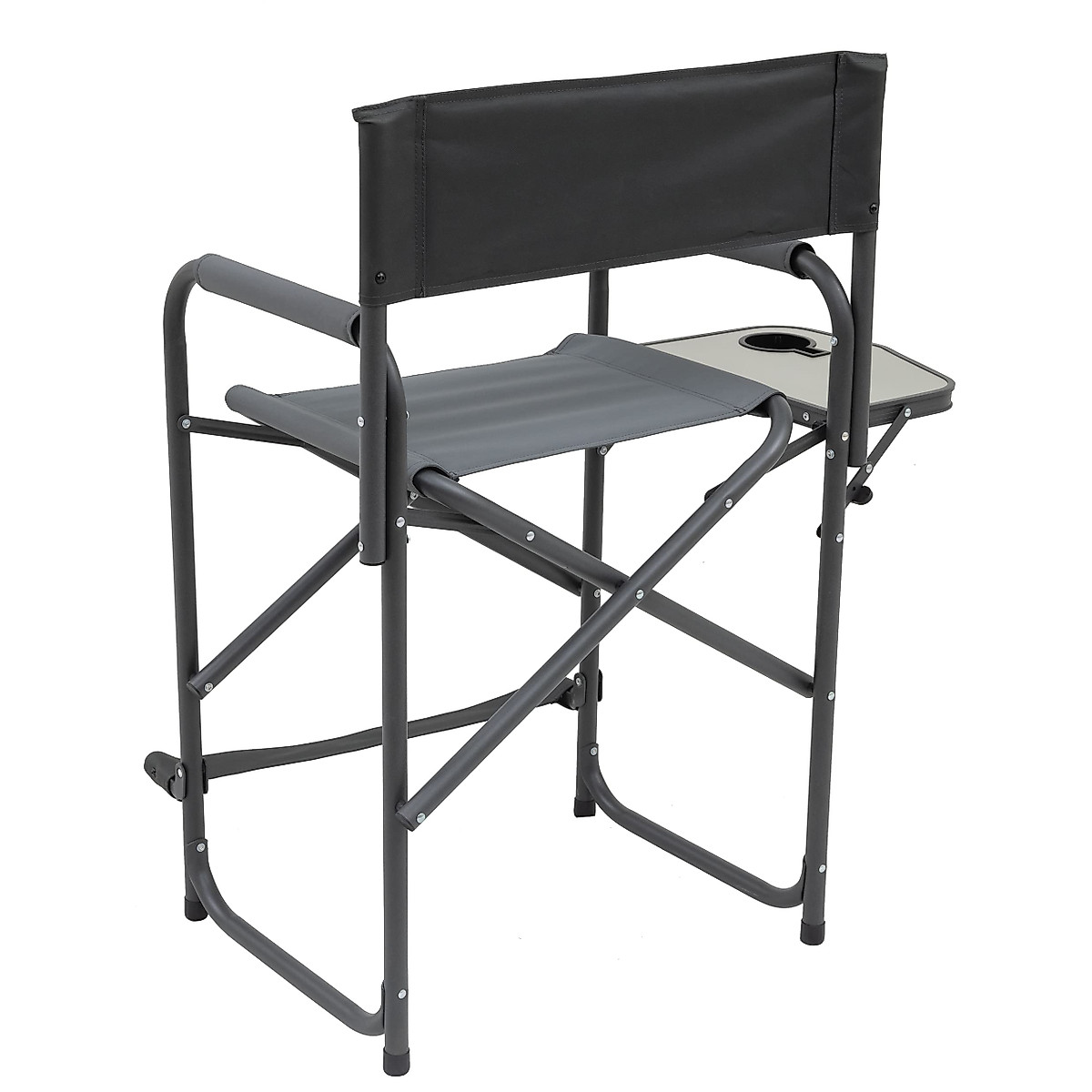 Browning Directors Chair - Outdoor Folding Chairs Made with Durable Fabric and Sturdy Aluminum/Steel Frame, with Extra Tall Seat and Flip-Down Footrest, Plus, Charcoal/Gray