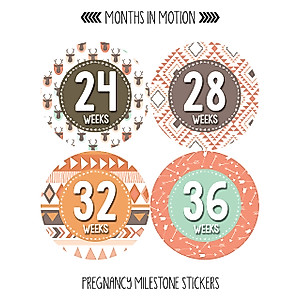 Months in Motion Pregnancy Weekly Belly Growth Stickers - Baby Bump Belly Stickers - Maternity Week Sticker - Pregnant Expecting Photo Prop Keepsake - Expectant Mom Gift - Style 916