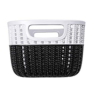 Simplify 2 Pack 2 Tone Sailor Knot Storage Tote | Decorative Basket | Closet Organization | De-clutter | Accessories | Toys | Bathroom Organization | Small | Black