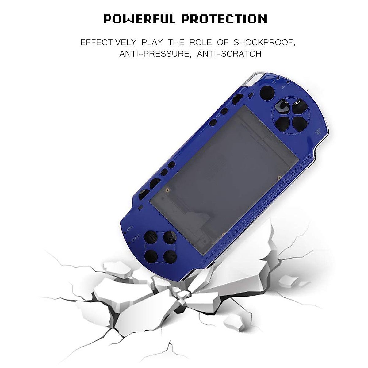 Pomya Full Housing Case Coverfor PSP, Replacement Anti-drop Shell Set with Buttons Kit for PSP 1000 Replacement Shell(Blue)