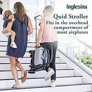 Inglesina Quid Baby Stroller - Lightweight at 13 lbs, Travel-Friendly, Ultra-Compact & Folding - Fits in Airplane Cabin & Overhead - for Toddlers from 3 Months to 50 lbs - Large Canopy, Stormy Gray