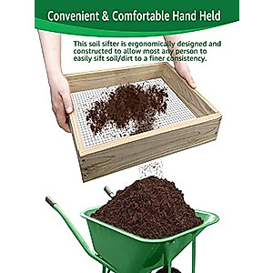 Soil Sifter, Dirt Sifter for Gardening, Compost Sifter, Garden Sieve, Light Wood Sifter for Rocks, Screen Sifter Top Soil/Peat Moss/Worm/Leaves/Loam Soil/Sand,Great Garden Tool for Plants & Vegetables