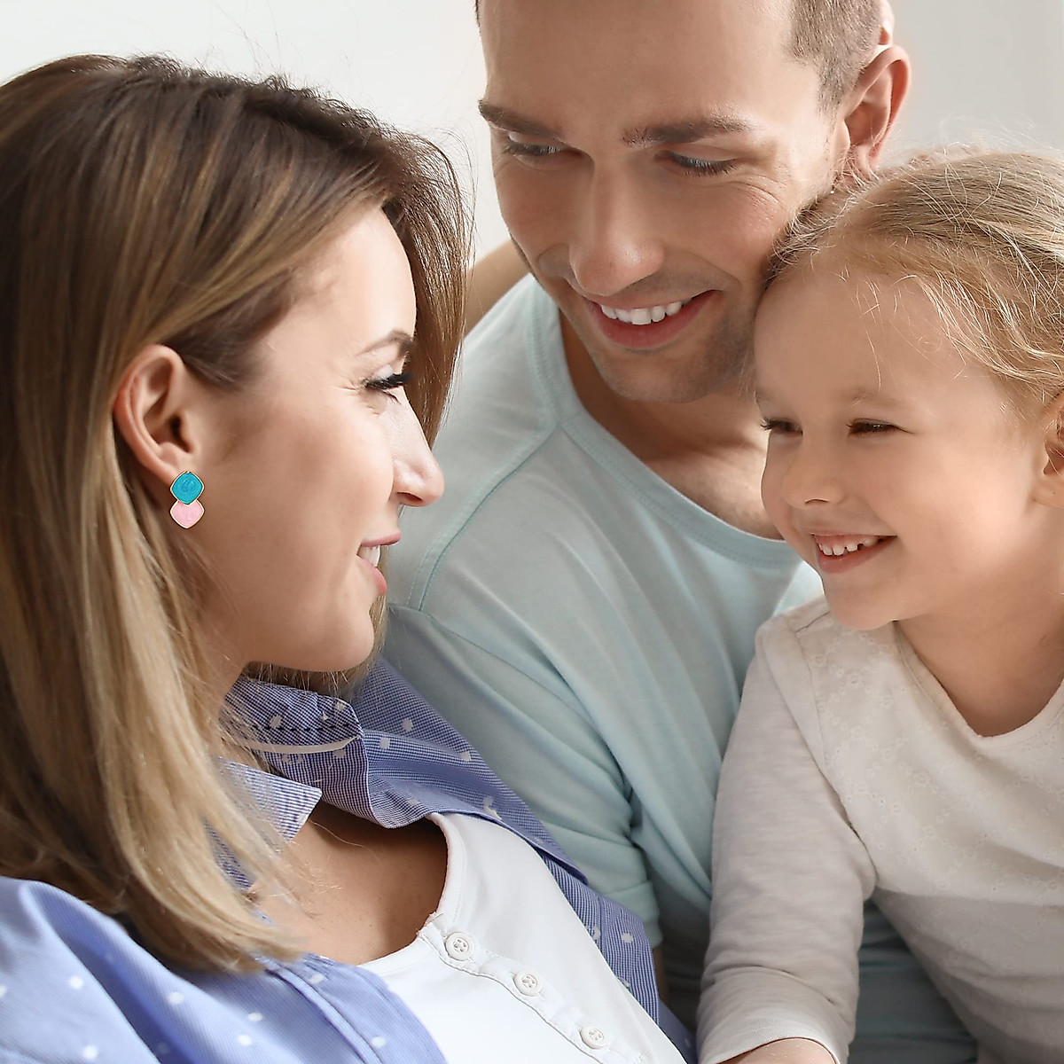 Blue Pink Earrings，Pregnant Women Dress T-Shirt Decorations，Gender Reveal Idea， Baby Shower Party， Mom Wife Gift – by ZouYee