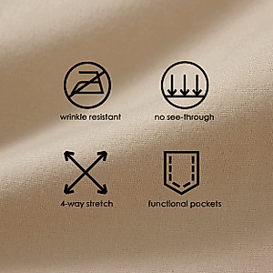 Willit 33" Women's Yoga Dress Pants Bootcut Work Slacks Stretch Office with Belt Loops 4 Pockets Khaki XXL