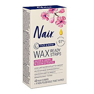 Nair Hair Remover Wax Ready-Strips for Face & Bikini, 40 CT