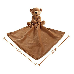 Apricot Lamb Stuffed Animals Security Blanket Brown Teddy Bear Infant Nursery Character Blanket Luxury Snuggler Plush(Brown Bear, 13 Inches)