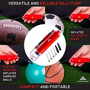 Sports Stable Dual Action Ball Pump Comes with 5 Standard Needles and 2 Plastic Adaptors for Your Football, Basketball, Soccerball, Volleyball, Handball