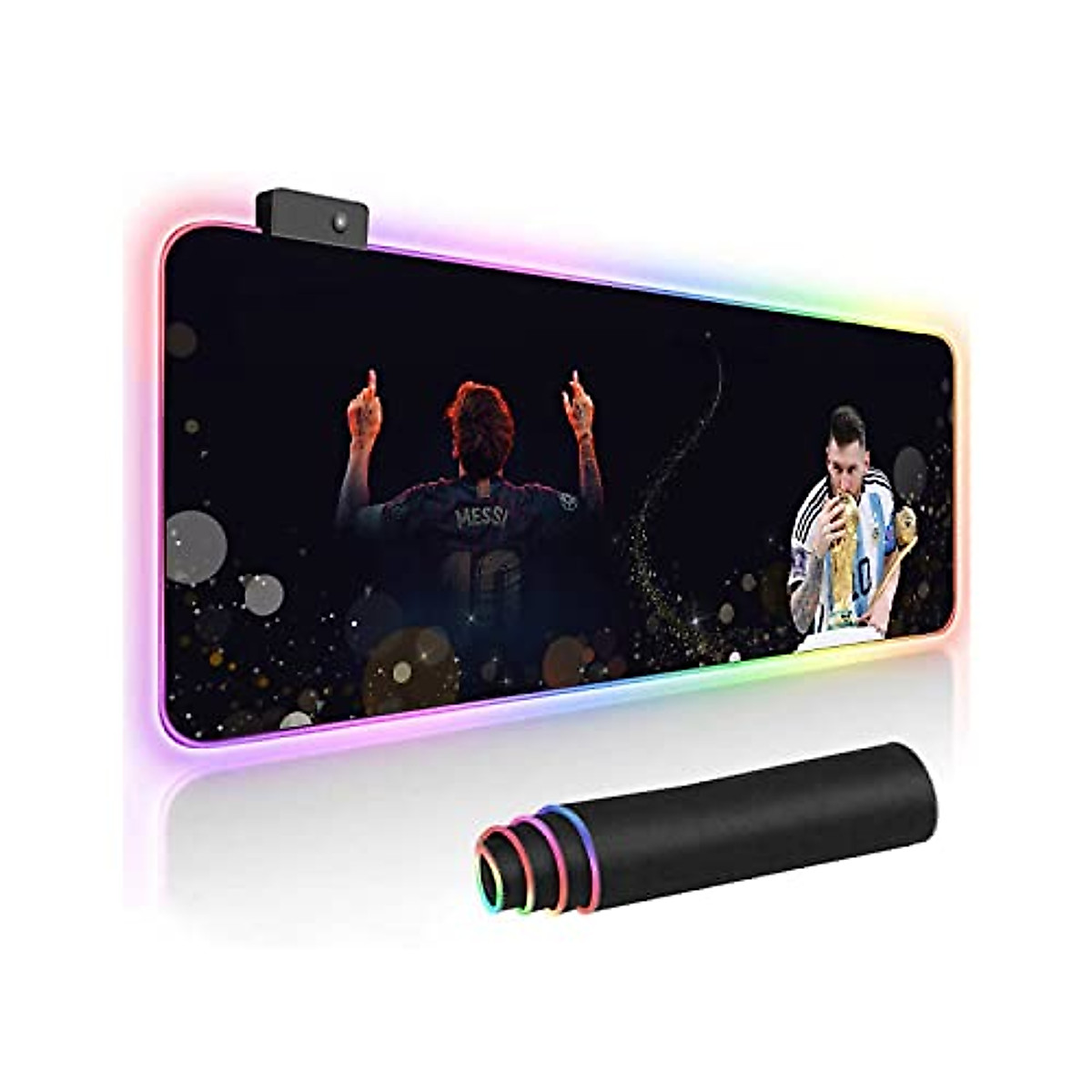 Champion World Cup RGB Soft Gaming Mouse Pad Large Oversized Glowing Led Extended Mousepad Non-Slip Rubber Base Computer Keyboard Pad Mat