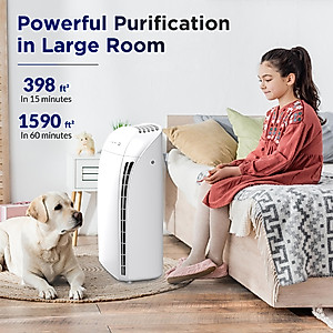 MSA3 Air Purifier for Home Large Room and Bedroom with H13 True HEPA Filter, 100% Ozone Free Air Cleaner for Smokers, Pet and Allergies Remove 99.97% Allergens, Dust, Odor, Smoke, Pollen