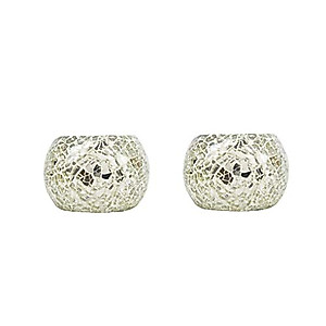 DecorHack by Arusaya Home Living Room Romantic Lighting Crackle Glass Tea Light Candle Holder Set of 2 (3X4 Inch)