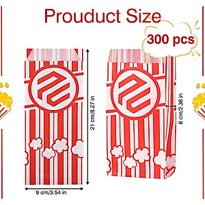 300 PCS Paper Popcorn Bags 1oz - Bulk Pack Compact Red & White Striped Snack Bags for Schools, Medium Events | Food Containers for Kernels, Nuts, Individual Servings, Concessions