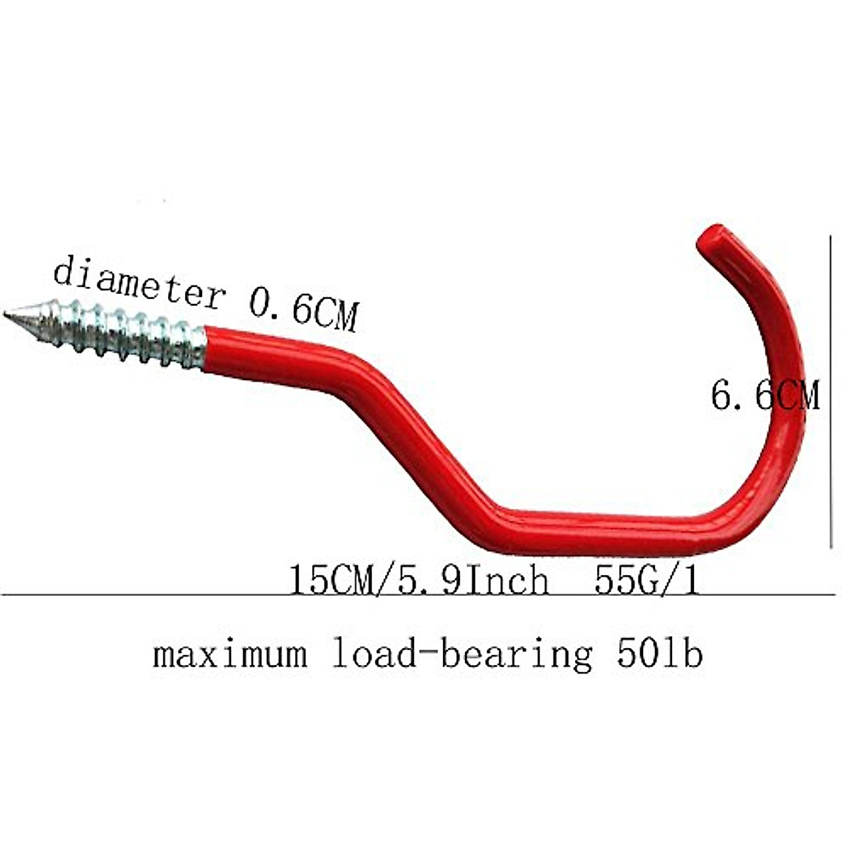 AIYoo Bike Hooks Heavy Duty Bicycle Storage Hooks Set of 6,Screw-in Utility Storage Hangers Shed Garage Garden Hook Plastic Coated for Wall Mount/Ceiling Red