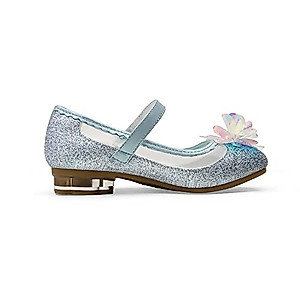 DREAM PAIRS Girls SDFL221K Dress Shoes Low Heel Party Princess Shoes Blue/Glitter Size 1 Little Kid