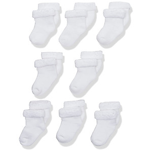 Gerber Unisex Baby 8-Pair Wiggle-Proof Sock white 12 Months