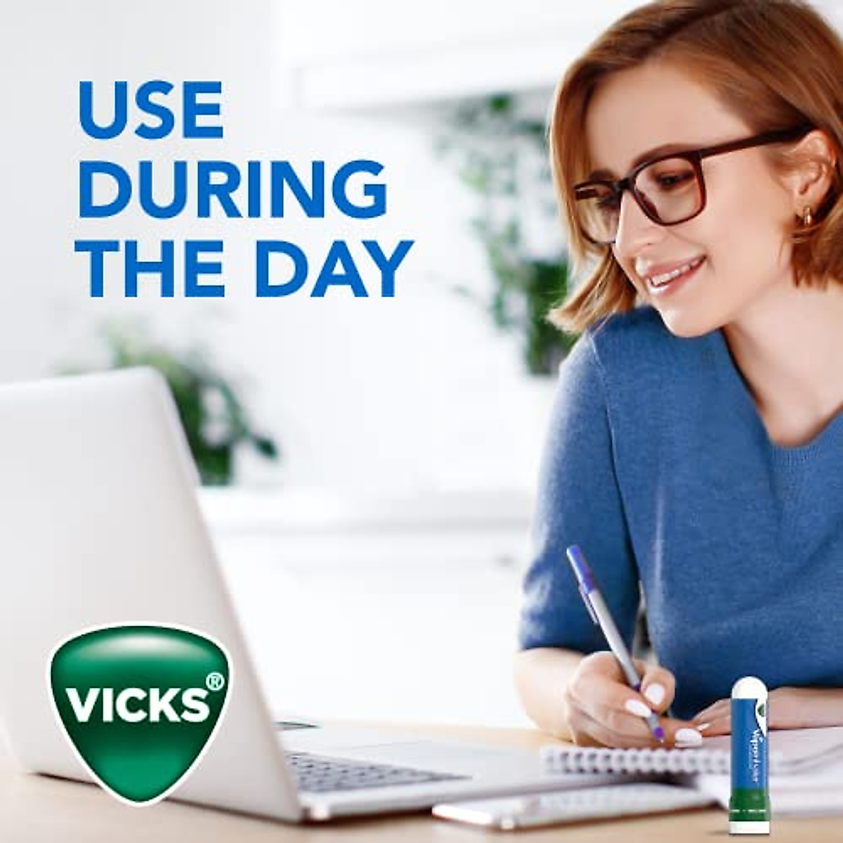 Vicks VapoInhaler, On-the-Go Portable Nasal Inhaler, Non-Medicated, With Refreshing Vicks Vapors, Menthol Scent , 2 Scented Sticks