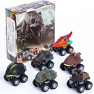 Dinosaur Toys for 3 Year Old Boys Girls, 6 Pack Dino Pull Back Cars Toys for 5 Year Old Toddlers, T-Rex Dinosaur Games Monster Trucks for boys, Christmas Birthday Gifts for Kids Age 3 4 5 6 7 Years