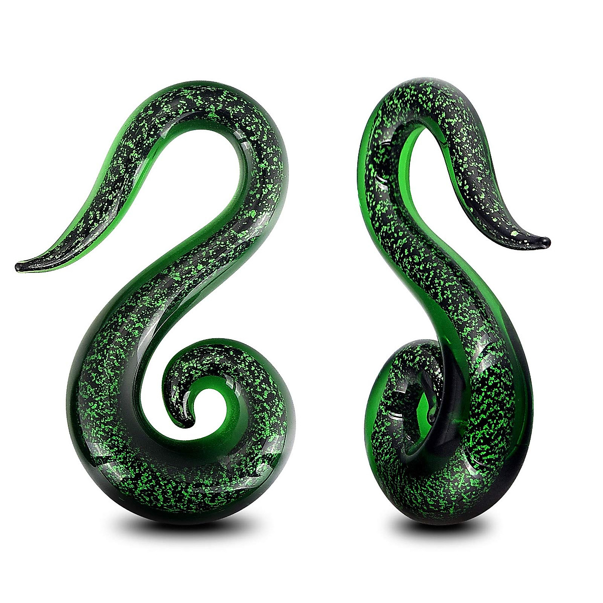 Beautidots Glass Ear Spiral Tapers Plugs Seahorse Shape Hanger Ear Gauges Stretchers Piercing 8g 6g 4g 2g