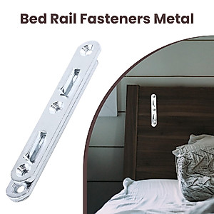 Antrader Wood Bed Rail Connecting Fittings, 5 Inch Zinc Round Bed Hook, Set of 4