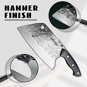 Kitory Cleaver knife, Forged Kitchen Knife, Full-Tang Wood Handle, Hammered Finish for Home & Kitchen Use