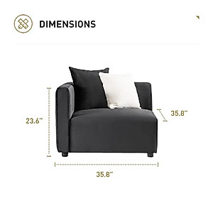 Acanva Convertible L-Shaped Modular Sectional Sofa with Reversible Chaise, Soft Velvet Fabric Padded Upholstered Couch for Living Room Apartment, 1-Seater Left Arm, Black