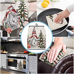 ZOE GARDEN Christmas Gnomes Kitchen Towels,Absorbent Microfiber Kitchen Dish Hand Tea Bath Towel,Quick Dry Cleaning Cloth Dishclothes Decorative Sets, Farmhouse Flower Berry Snowflake (1-PC, 18x28)