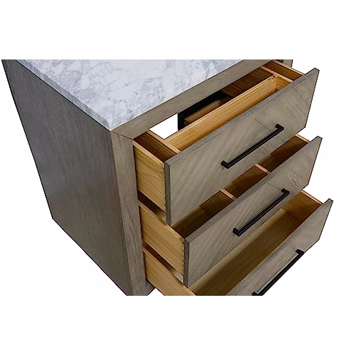 Avery 30-inch Bathroom Vanity (Carrara/Gray Oak): Includes Gray Oak Cabinet with Stunning Carrara Marble Countertop and White Ceramic Sink