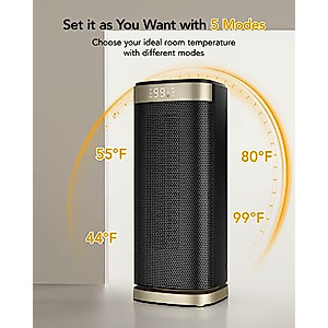iDOO Space Heater, Portable Electric Heaters for Indoor Use, PTC Ceramic Heating with Thermostat for small Bedroom, Large Room & Office, Remote, 70° Oscillation, 24H Timer, christmas Gifts for home