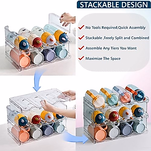 Zdesign Water Bottle Organizer, Stackable Plastic Water Bottle Holder for Cabinet-4 Pack,Kitchen Pantry, Fridge, Stackable Cup Holder Dorm Essentials,Hold 32 Containers (4)