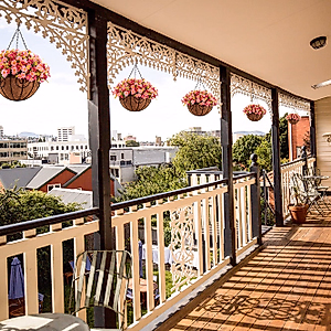 Maybox Artificial Hanging Basket with Flowers for Garden Eave Patio Lawn Decor 49Pcs Fake Daisy Bunches in 11.8 inches Metal Planter with Coco Coir Liner