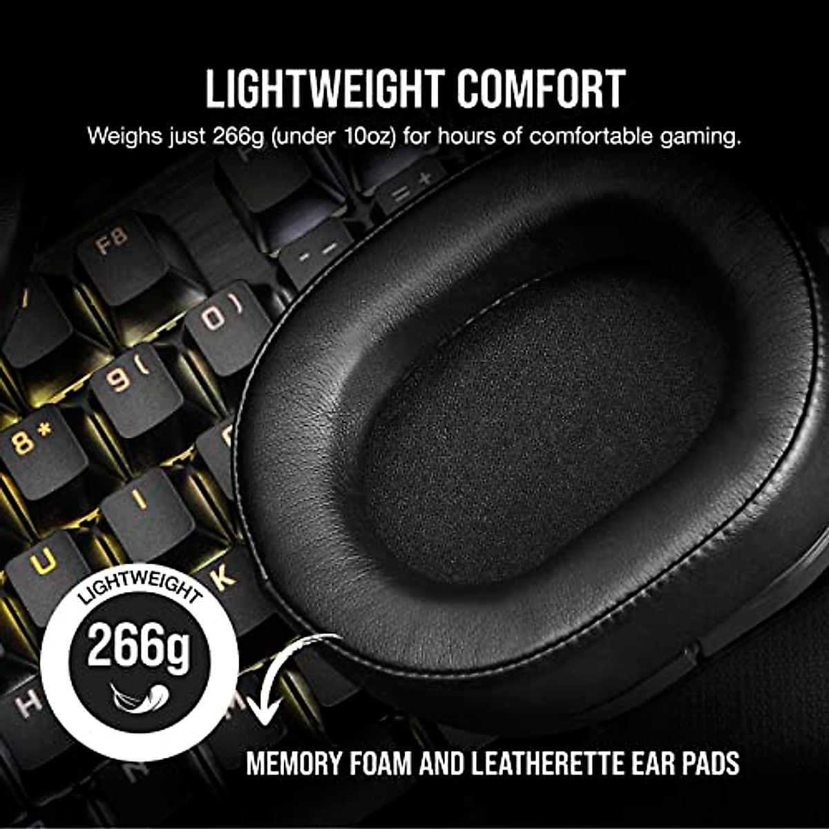Corsair HS55 Wireless Gaming Headset - Low-Latency 2.4GHz Wireless or Bluetooth®, Dolby® Audio 7.1 Surround Sound, Lightweight, Omni-Directional Microphone, On-Ear Audio Controls - Carbon