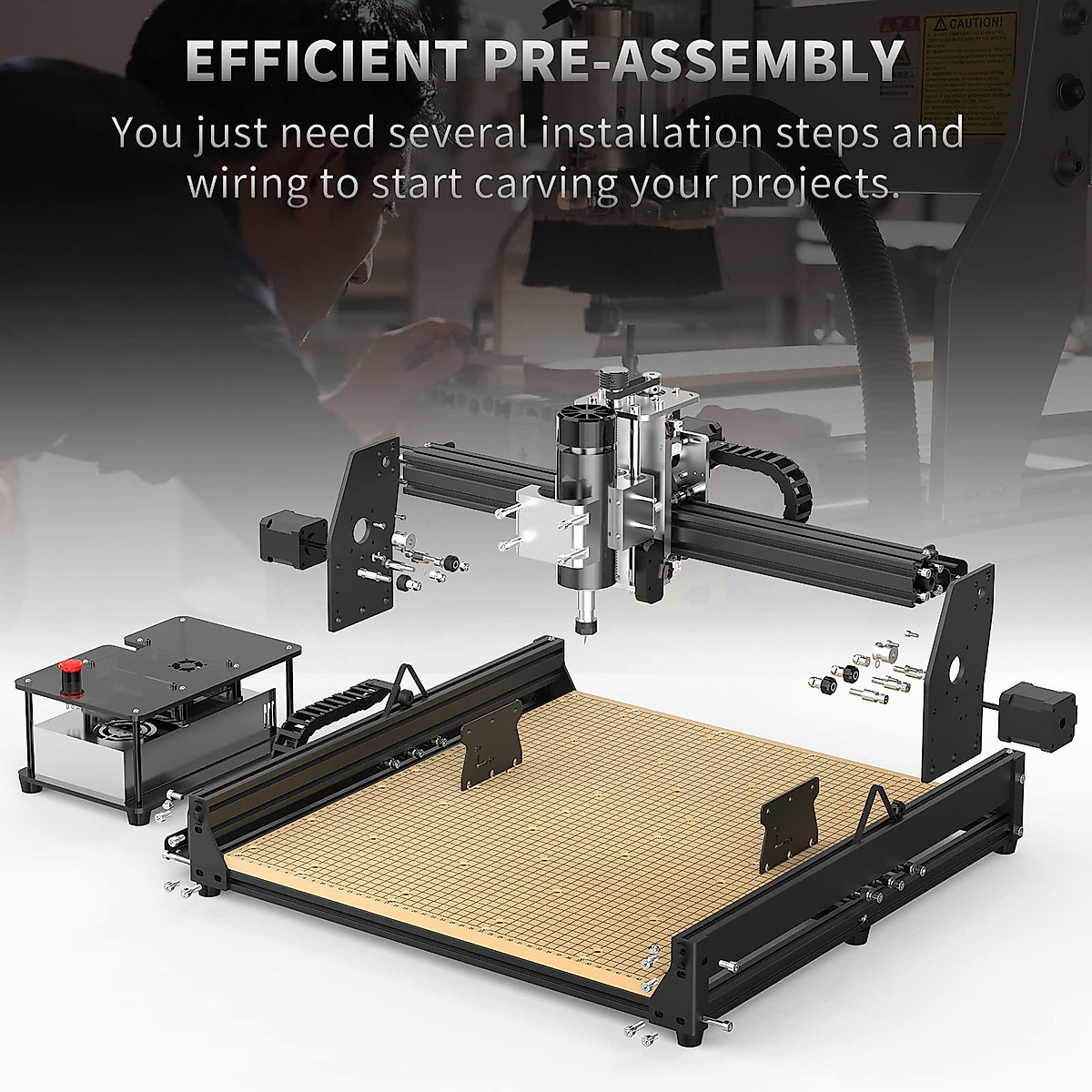 500W CNC Router Machine, MYSWEETY 4540 CNC Wood Router 3 Axis Metal Milling Machine for Engraving Carving Wood Acrylic MDF PCB Plastic, Working Area: 430 * 390 * 90mm(16.9 * 15.4 * 3.5inch)