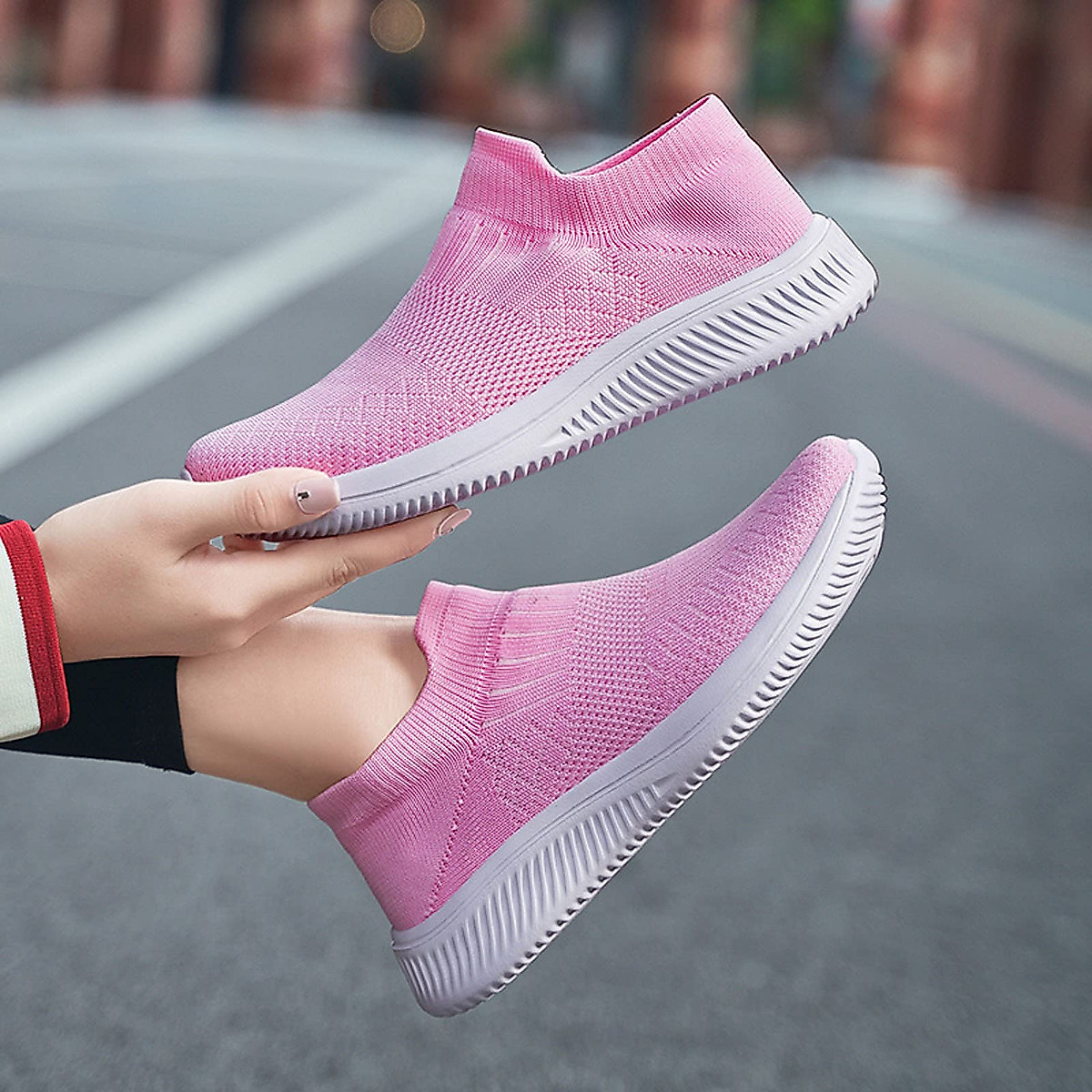 Breathable Running Shoes Breathable Mesh Sneaker Canvas Low Top Sneakers Slip On Trainers