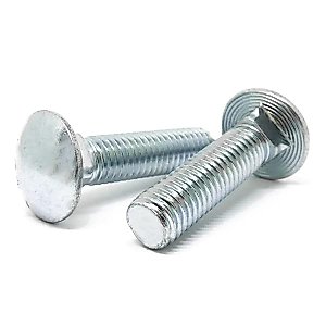 (4 Pieces) M10-1.5x50 Class 4.6 Round Head Square Neck Carriage Bolts Zinc