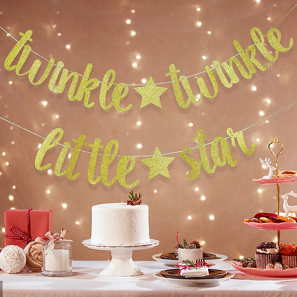 Gold Glitter Twinkle Twinkle Little Star Banner Twinkle Twinkle Little Star Gender Reveal Banner Twinkle Twinkle Little Star Baby Shower for Baby Shower Birthday Party Decorations
