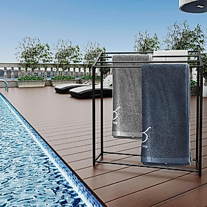 Bathroom Free Standing Towel Rack,Large 4 Tiers Metal Towel Bar Stand for Pool,Oversized Bath Towels Drying Rack Floor Blankets Rack (Black)