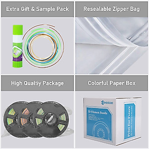 1.75mm Silk Fast Color Change Rainbow PLA, 3 Different Multi Color PLA Filament Bundle, Rainbow Orange-Red, Blue-Purple, Yellow-Green, 0.5kg 3 Spools Packed, Total 1.5kg 3D Printer Material by MIKA3D